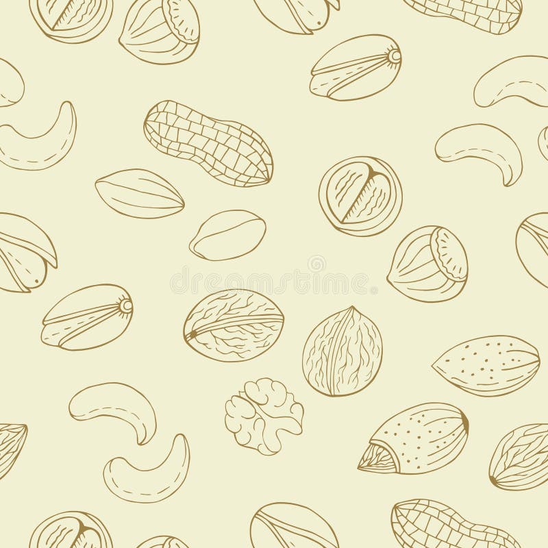 Nuts Seamless Patern. Assorted Nuts on Light Background Stock Vector ...