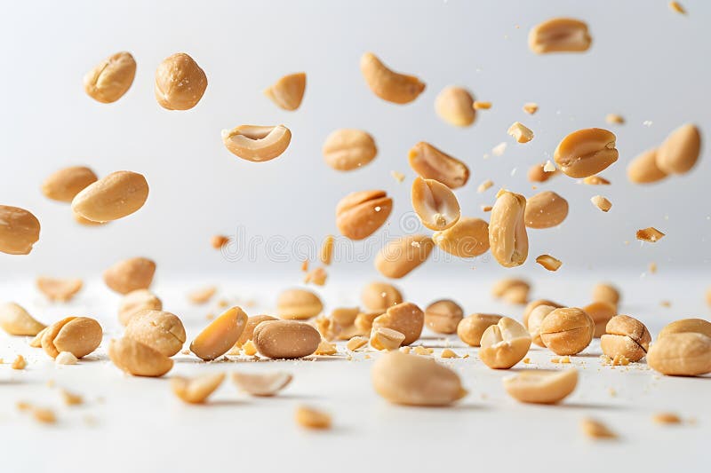 Nuts Seeds Falling Onto a White Surface, a Snack for Popcorn Lovers ...