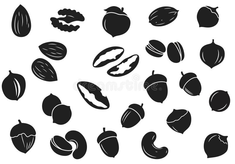 Nuts silhouette stock vector. Illustration of silhouette - 381896752