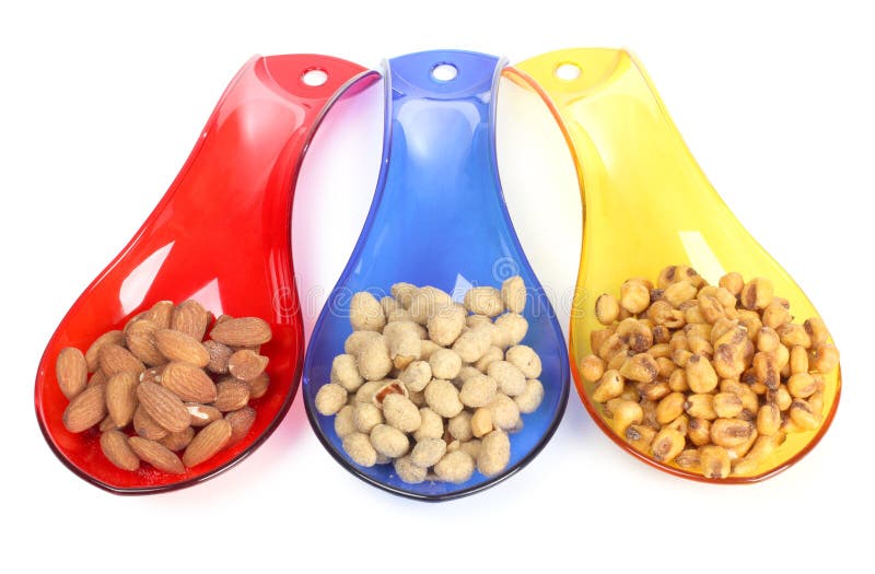 Nuts in spoons stock photo. Image of plant, almond, healthy - 39280558