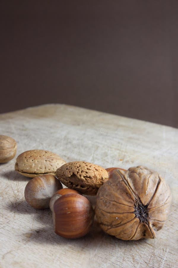 Nuts still life stock photo. Image of hazelnut, wooden - 13281852