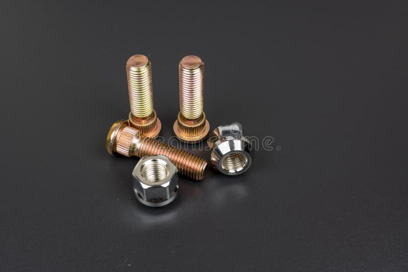 Car Wheel Nuts with Studs on White Background Stock Photo - Image of ...
