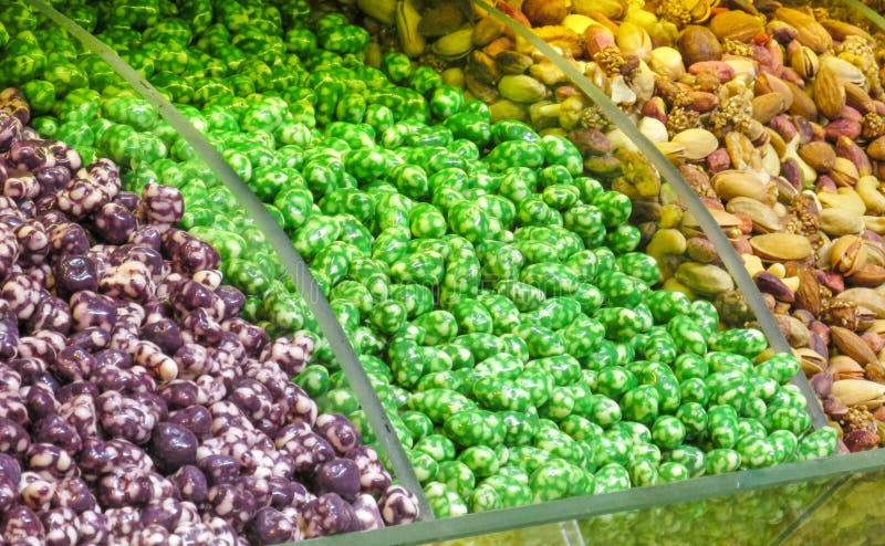 Nuts and Sweets at the Market Stock Photo - Image of nuts, closeup ...