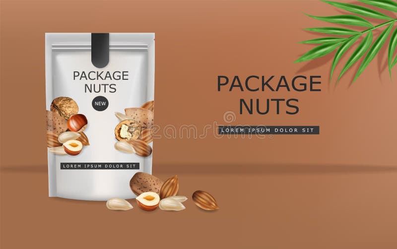 Nuts Package Vector Realistic Mock Up. Label Design. Product Placement ...