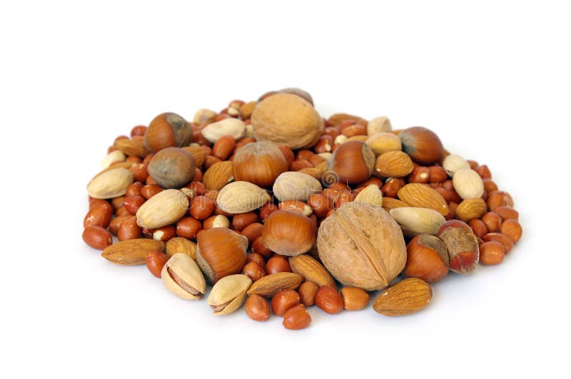 Nuts on white background stock photo. Image of background - 7081140