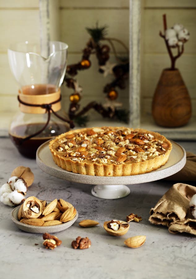 Nutty Tart Cake with Almonds Stock Photo - Image of healthy, bakery ...