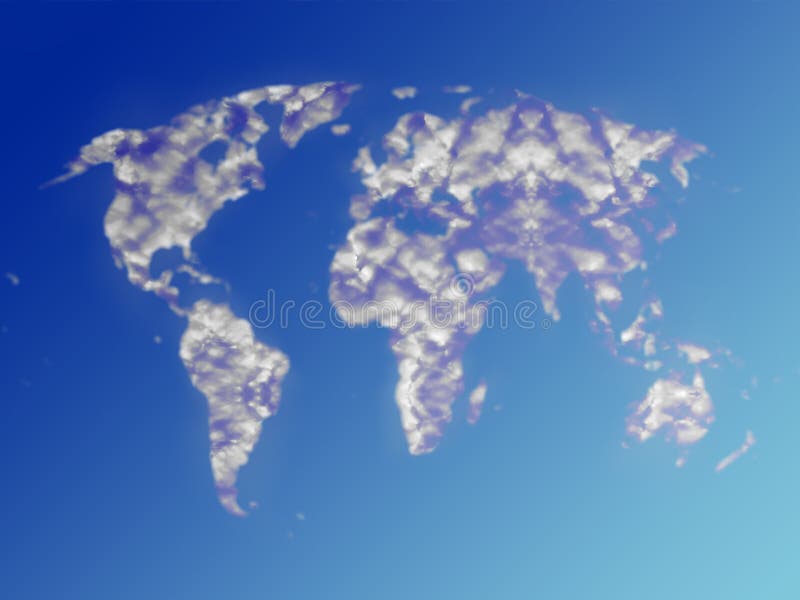 Nuvens Na Forma Do Mapa De Mundo Ilustração do Vetor - Ilustração de ...