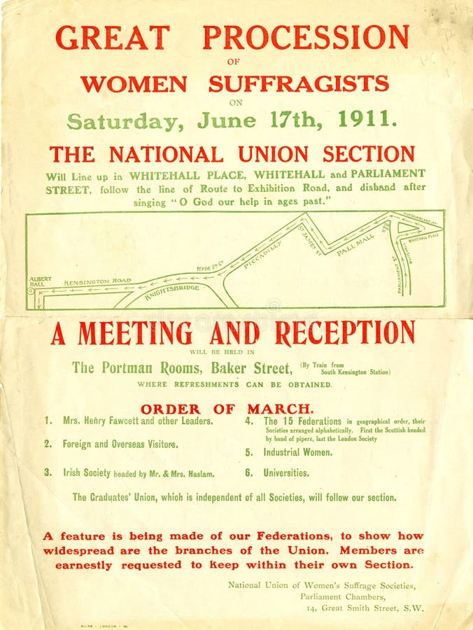 NUWSS Procession Route for Coronation Procession 1911 Stock Image ...