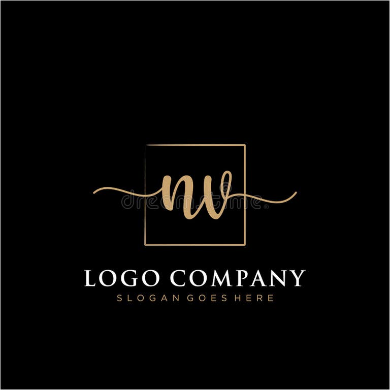 NV Initial Handwriting Logo with Rectangle Template Vector Stock Vector ...
