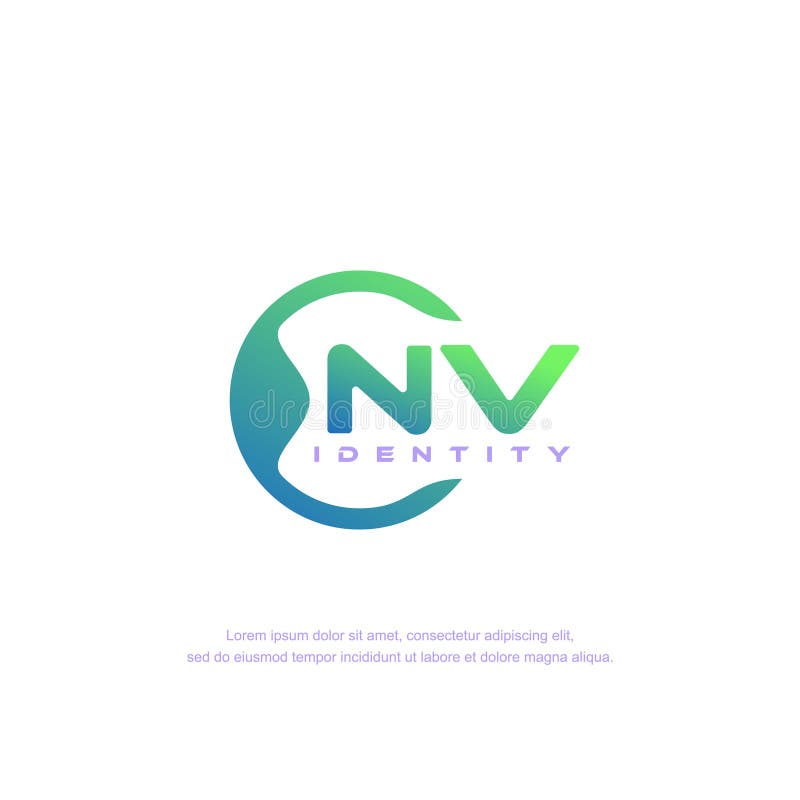 NV Initial Letter Circular Line Logo Template Vector with Gradient ...