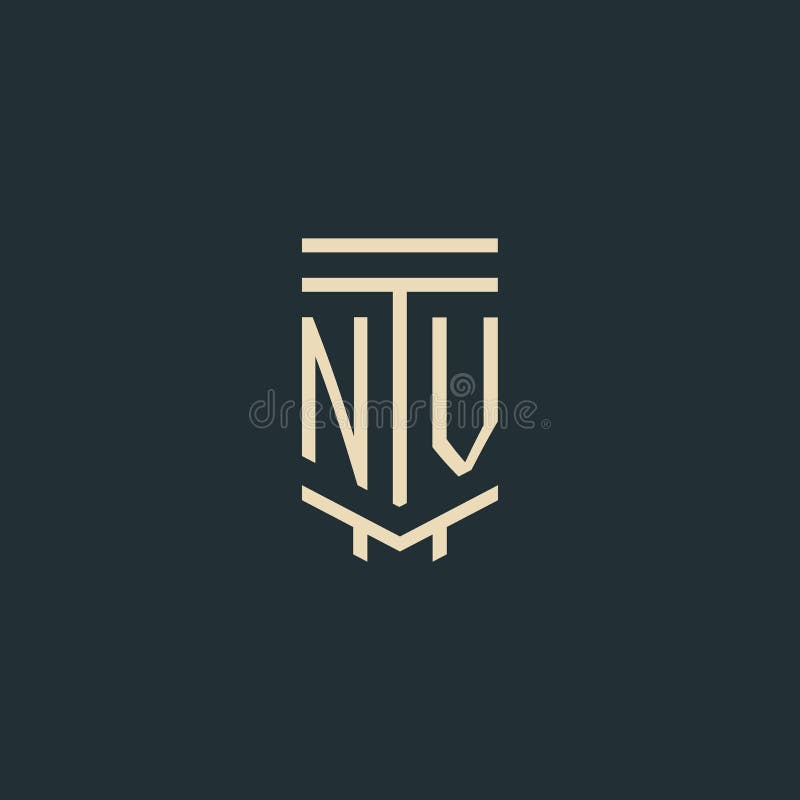 NV Initial Monogram with Simple Line Art Pillar Logo Designs Stock ...
