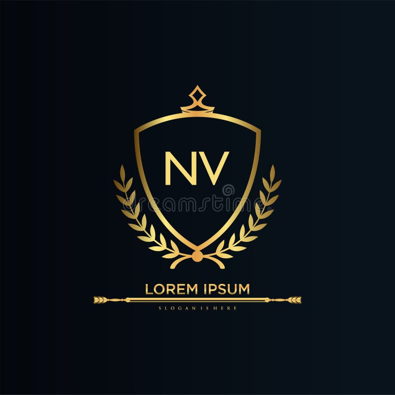 NV Letter Initial with Royal Template.elegant with Crown Logo Vector ...