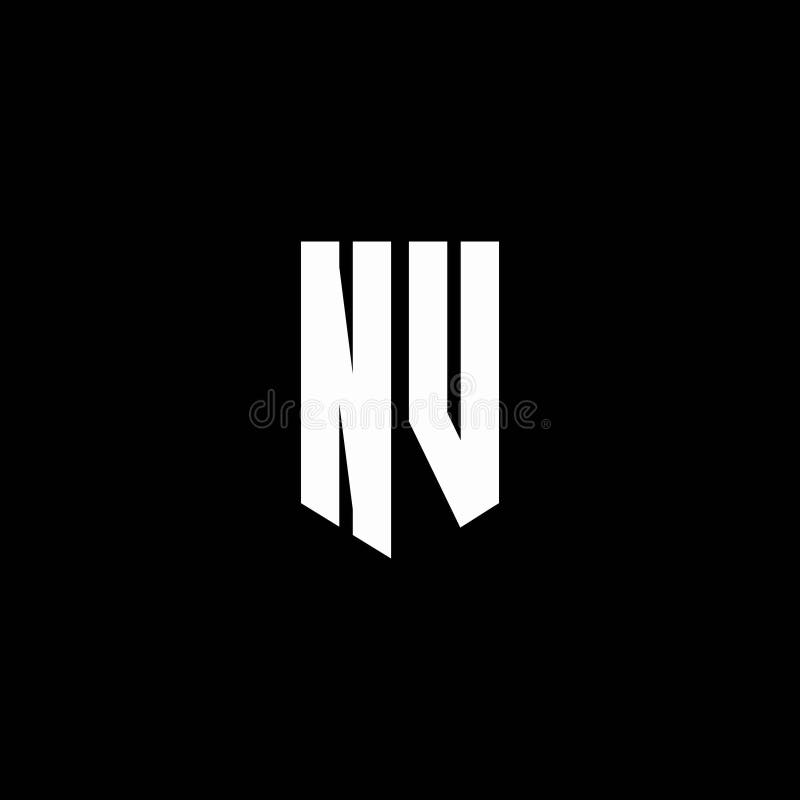 NV Logo Monogram with Emblem Style Isolated on Black Background Stock ...