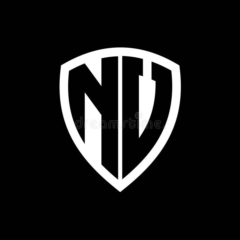 NV Monogram Logo with Bold Letters Shield Shape with Black and White ...