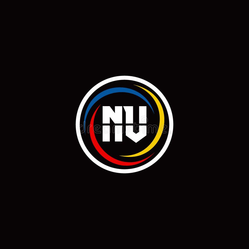 NV Monogram Logo Isolated on Circle Shape with 3 Slash Colors Rounded ...
