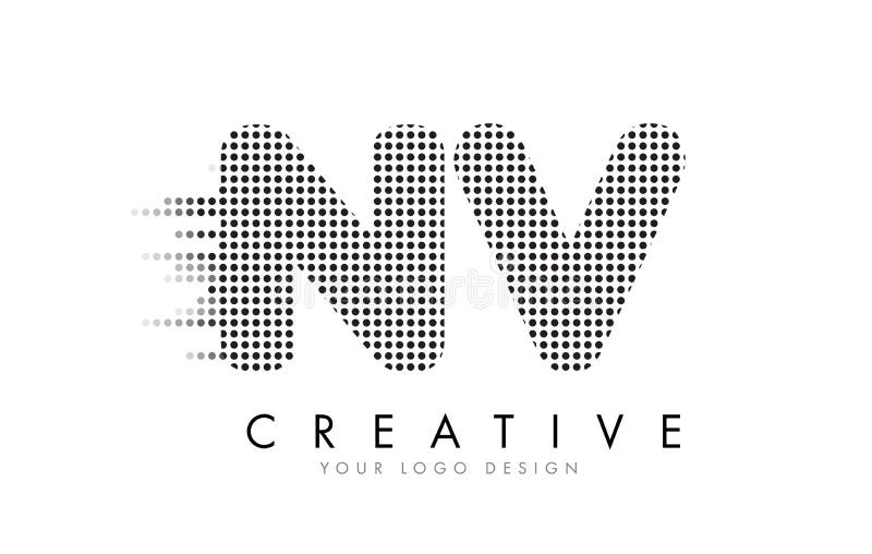 NV N V Letter Logo with Black Dots and Trails. Stock Vector ...