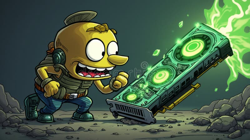 Nvidia GPU Burning with Green Fire Showing Power and Performance Stock ...