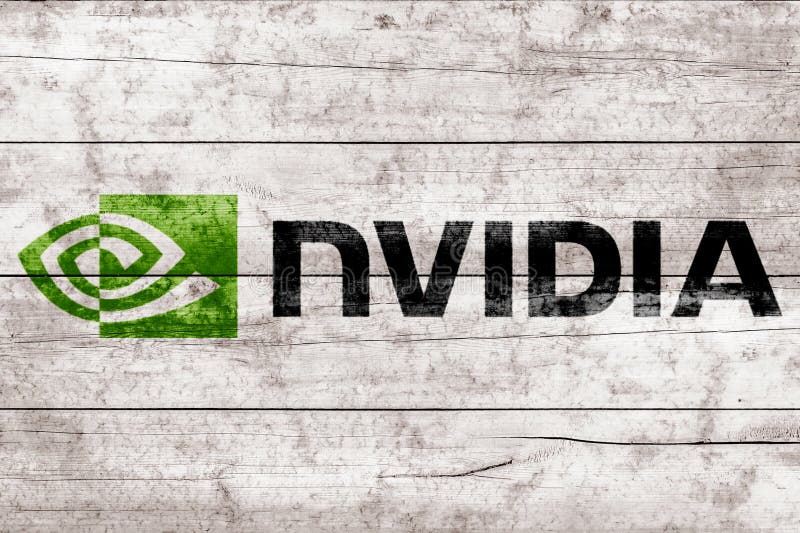 Nvidia Sign. Close-up Nvidia Logo on Wooden Surface Editorial Photo ...