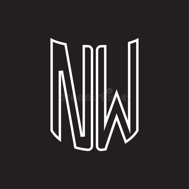 NW Logo Monogram with Ribbon Style Outline Design Template Stock Vector ...