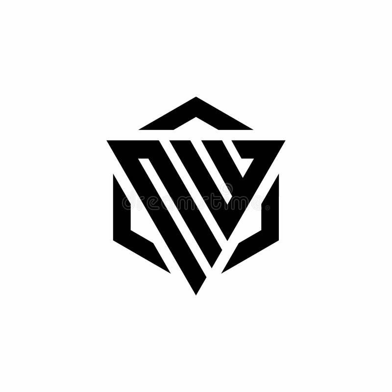 NW Monogram Logo With Abstract Hexagon Style Design Template Stock ...