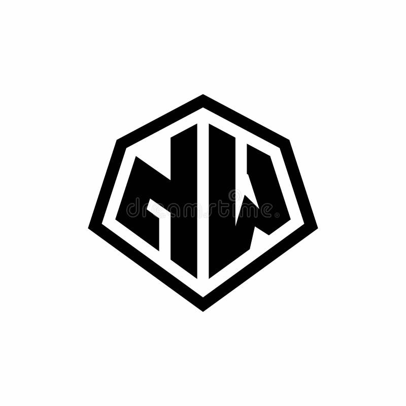 NW Monogram Logo with Hexagon Shape and Line Rounded Style Design ...