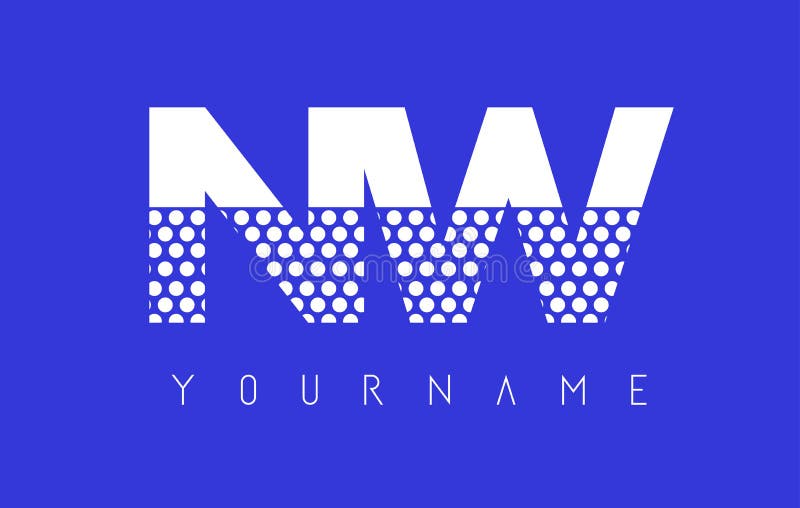 NW N W Dotted Letter Logo Design with Blue Background. Stock Vector ...