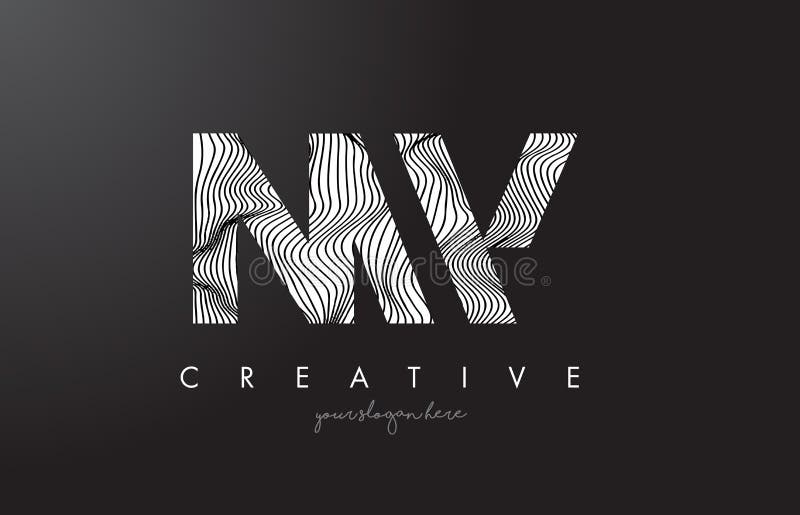 NW N W Letter Logo with Zebra Lines Texture Design Vector. Stock Vector ...