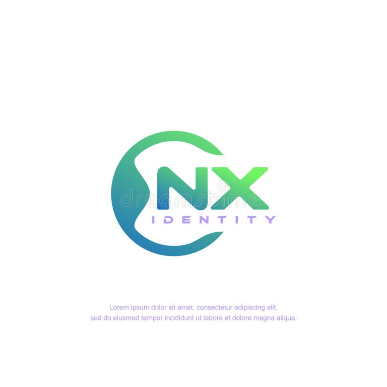 NX Initial Letter Circular Line Logo Template Vector with Gradient ...