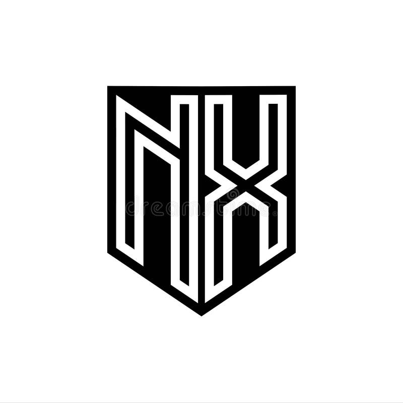 NX Logo Monogram Shield Geometric White Line Inside Black Shield Color ...