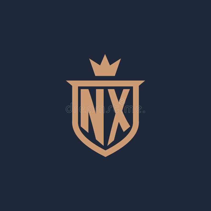 NX Monogram Initial Logo with Shield and Crown Style Stock Vector ...