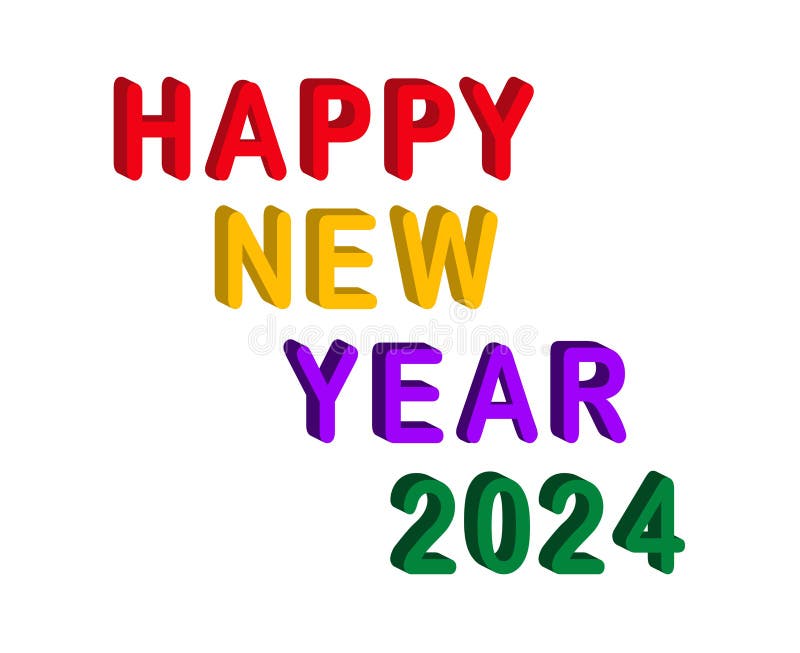 Happy New Year 2024 Abstract Multicolor Graphic Design Stock Vector ...