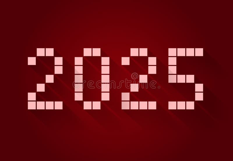 Happy New Year 2025 Pixel Design Red Abstract Vector Stock Vector ...