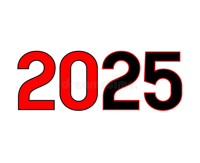 2025 Happy New Year Design Red and Black Number Vector Stock Vector ...
