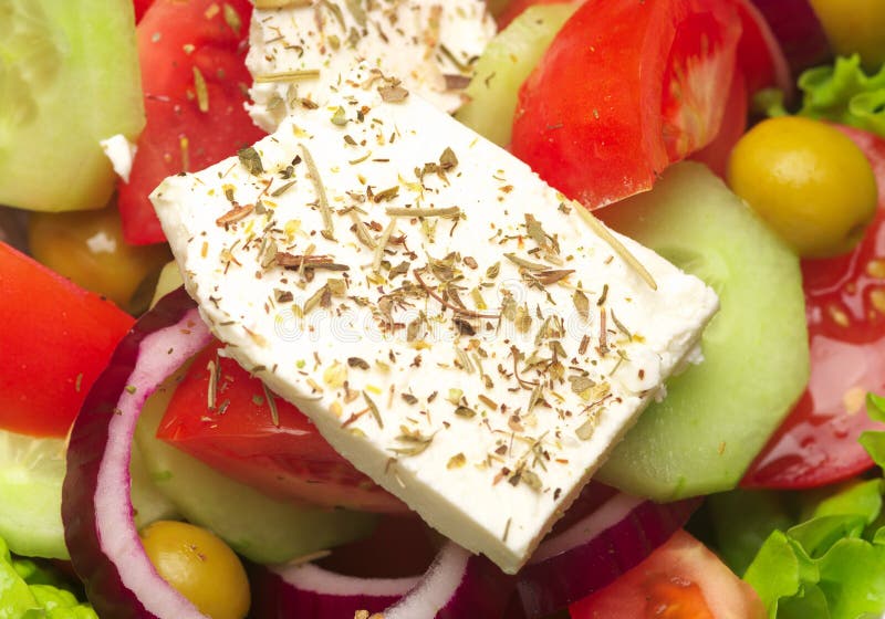 Fresh Greek Salad in Bowl with Black Olive,tomato,feta Cheese, Cucumber ...