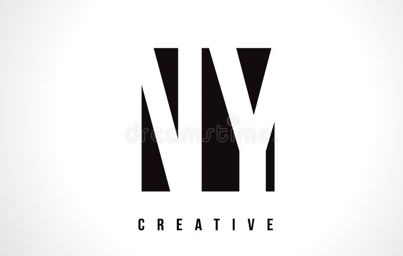 NY N Y White Letter Logo Design with Black Square. Stock Vector ...