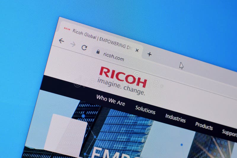 Homepage of Ricoh Website on the Display of PC, Url - Ricoh.com ...