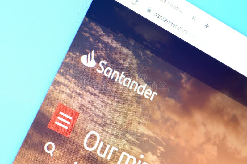 Homepage of Santander Website on the Display of PC, Url - Santander.com ...
