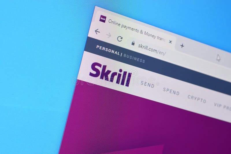 Homepage of Skrill Website on the Display of PC, Url - Skrill.com ...