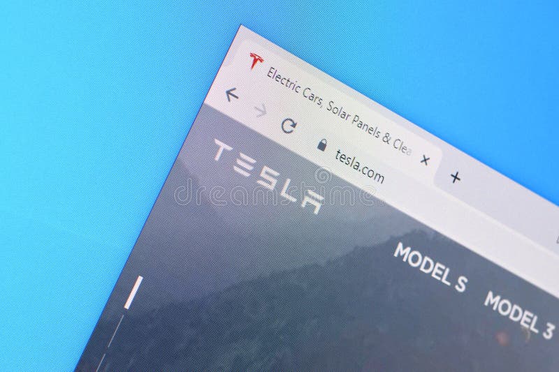 Homepage of Tesla Website on the Display of PC, Url - Tesla.com ...