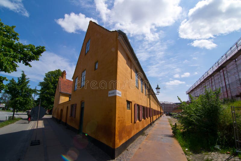 Nyboder, Copenhagen. stock image. Image of yellow, navy - 25605855
