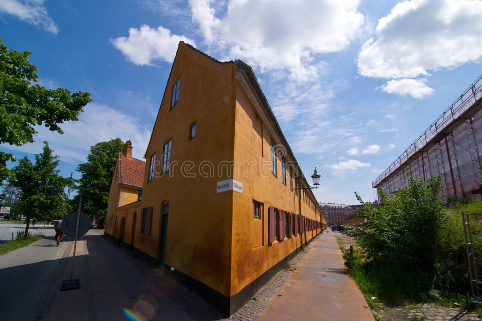 Nyboder, Copenhagen. stock image. Image of yellow, navy - 25605855
