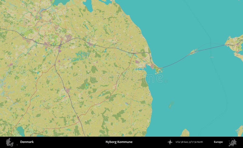 Nyborg Kommune, Denmark. Topographic Humanitarian Stock Illustration ...