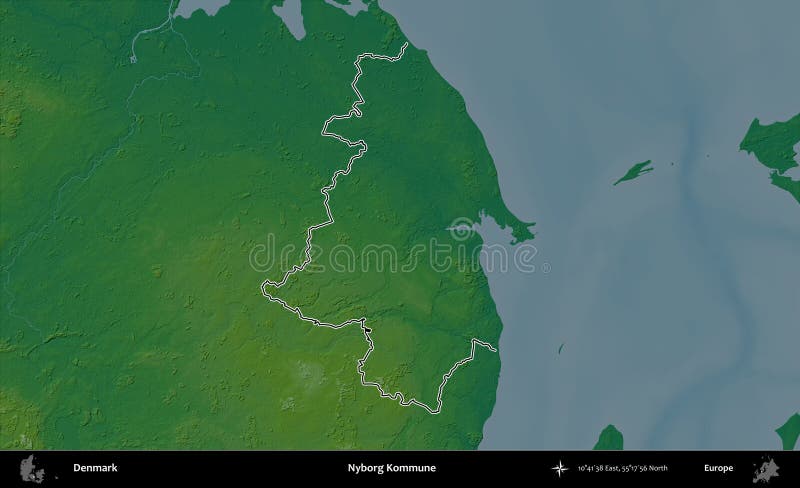 Nyborg Kommune Outlined, Denmark. Physical Stock Illustration ...