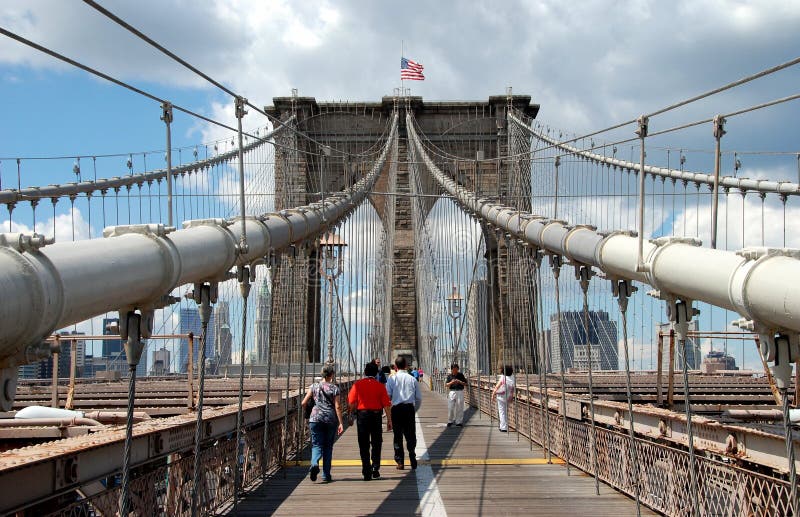 Brooklyn Bridge Walking Path In New York City Editorial Image - Image ...