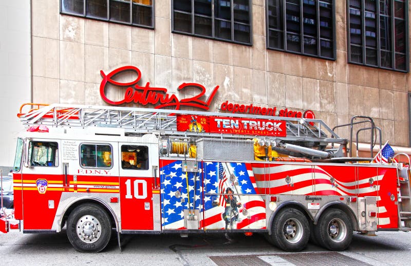 NYC firetruck FDNY editorial stock photo. Image of ladder - 24636898