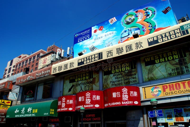 NYC: Signs in Flushing S Chinatown Editorial Photo - Image of flushing ...