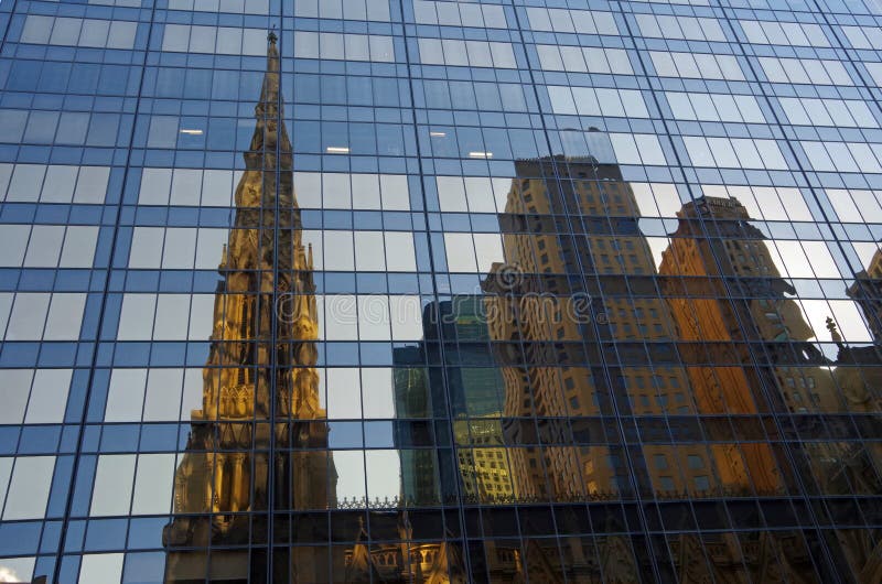 NYC Intersecting High-rise Buildings Architectural Reflections Stock ...