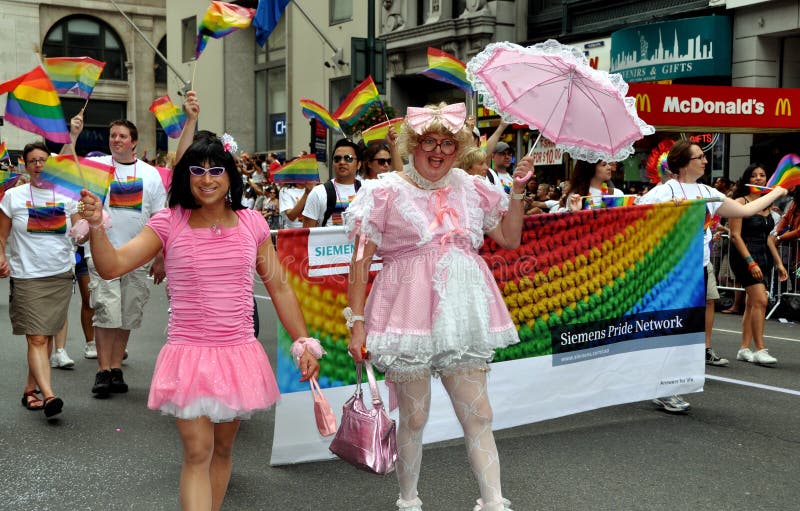 NYC: Men in Drag at Gay Pride Parade Editorial Stock Image - Image of ...