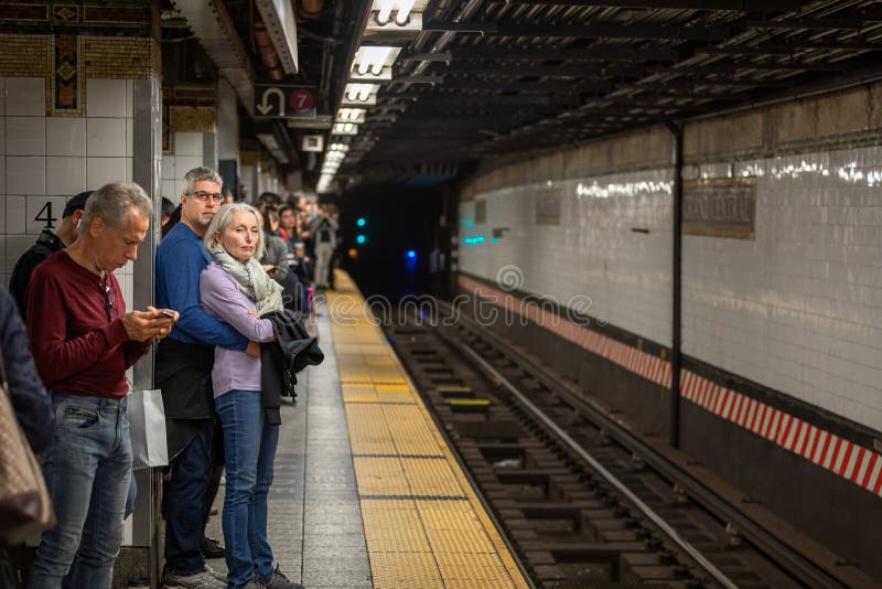 NYC, NEW YORK - OCTOBER 06, 2019: NYC Metro System and People are ...