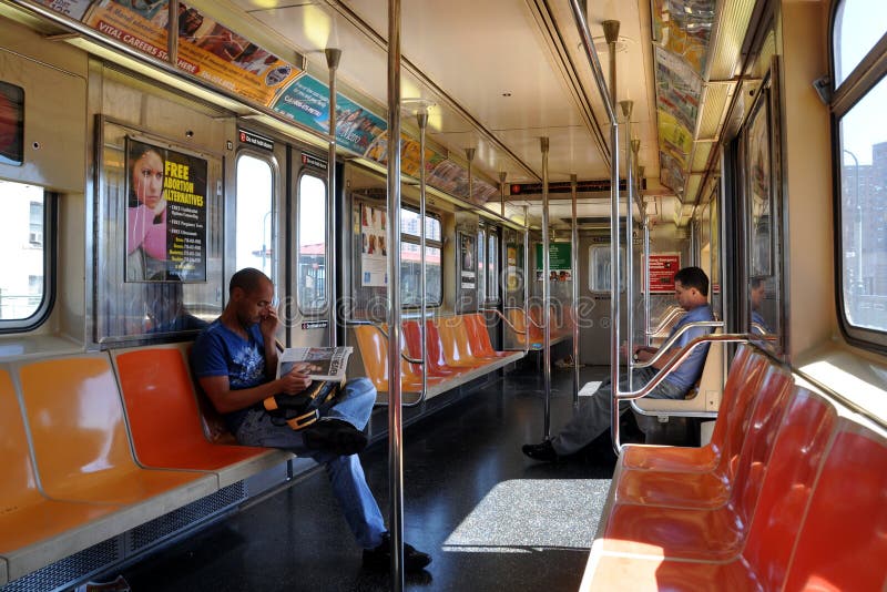 NYC: MTA Subway Car Interior Editorial Stock Photo - Image of west ...